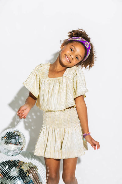 Yellow/Silver Ribbed Flutter Top – Scraps Of Magic